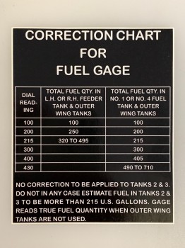 WWII USAF B-17 Flying Fortress Fuel Correction label